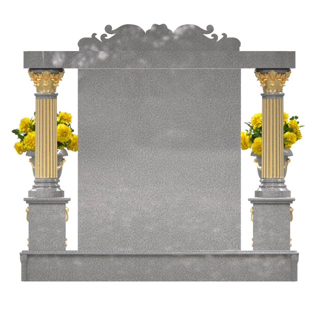 Luxurious Jewish Monument With Golden Columns and Star of David